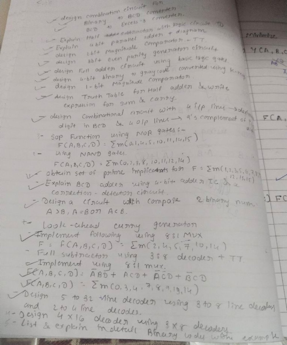 Here is a list of questions related to digital logic design: Design a co..