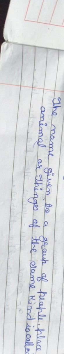 The name given to a group of people, place, animal or things of the same