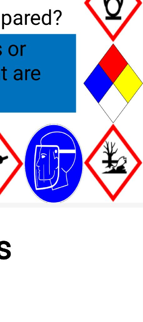 The image shows several hazard symbols and a personal protective equipmen..