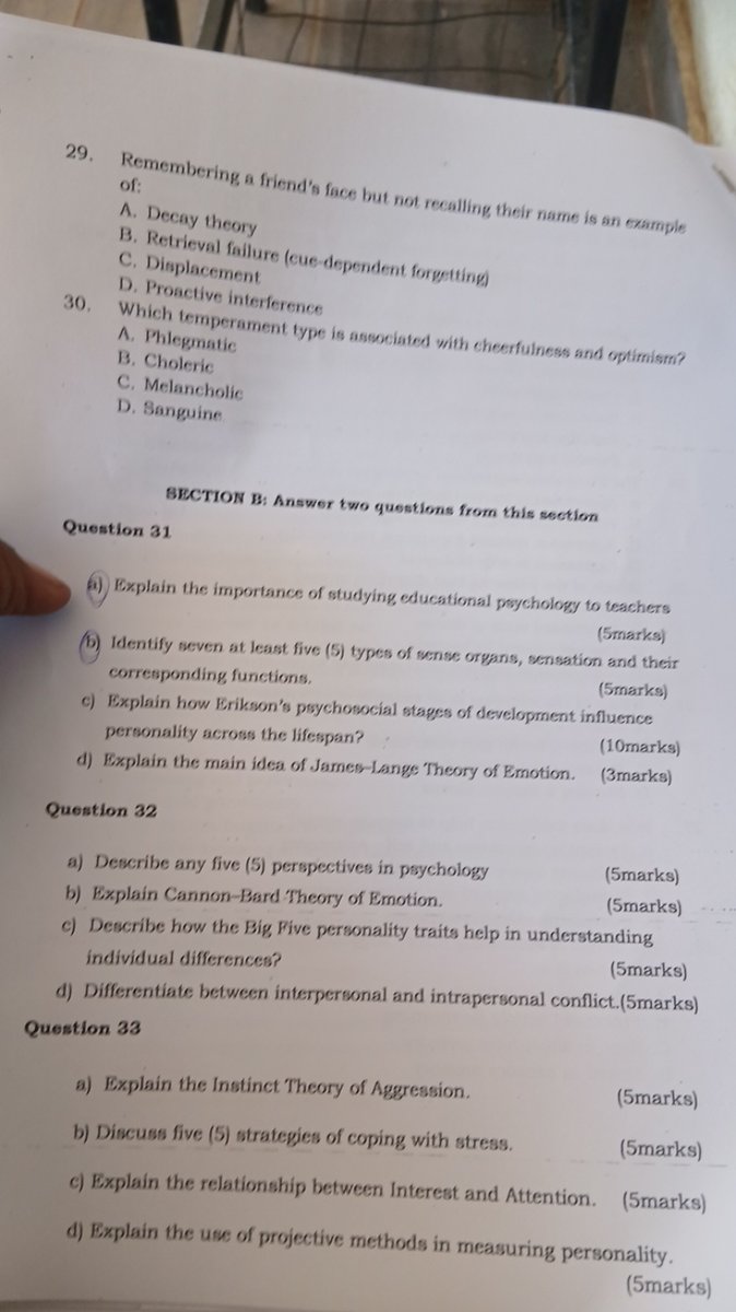 SECTION B: Answer two questions from this section Question 31 a) Explain..