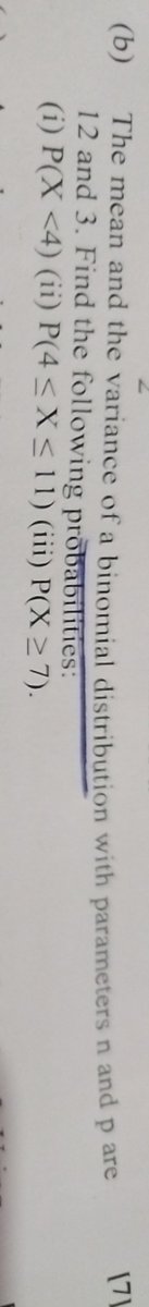 (b) The mean and the variance of a binomial distribution with parameters