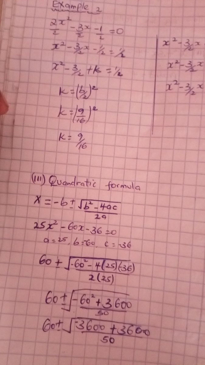 Example 2 Solve the quadratic equation using the quadratic formula: 25x..
