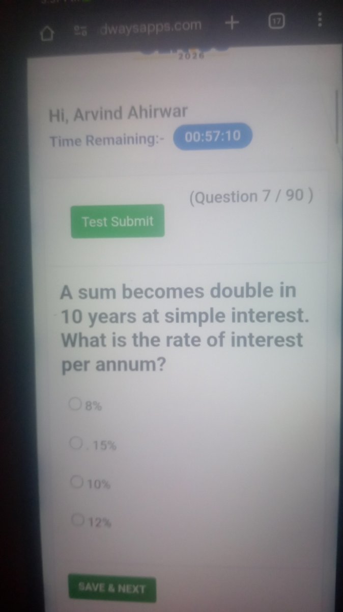 A sum becomes double in 10 years at simple interest. What is the rate of