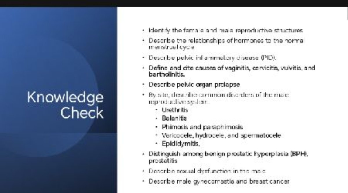Knowledge Check Identify the female and male reproductive structures. De..