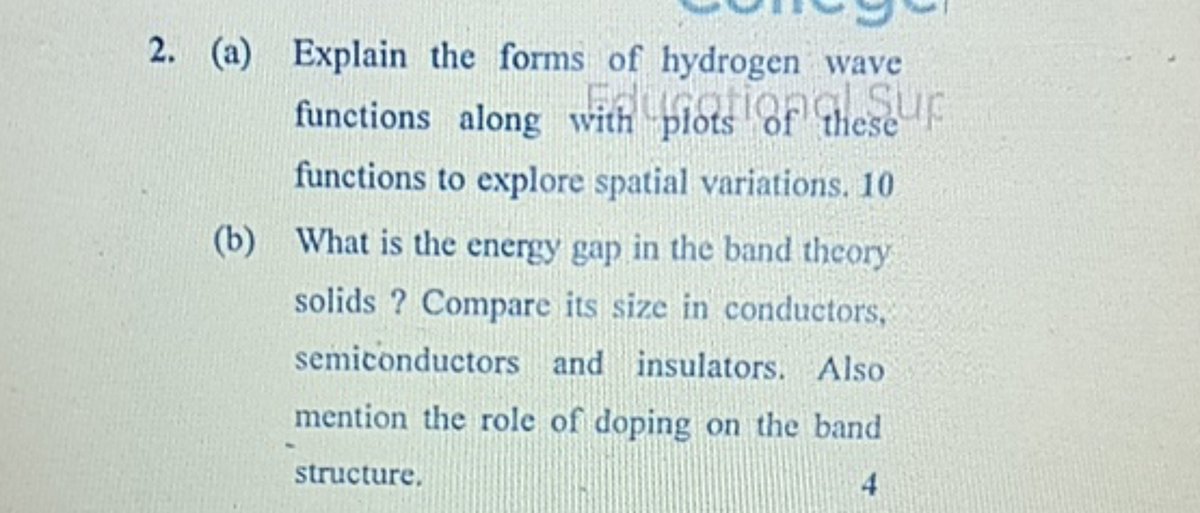 (a) Explain the forms of hydrogen wave functions along with plots of thes..