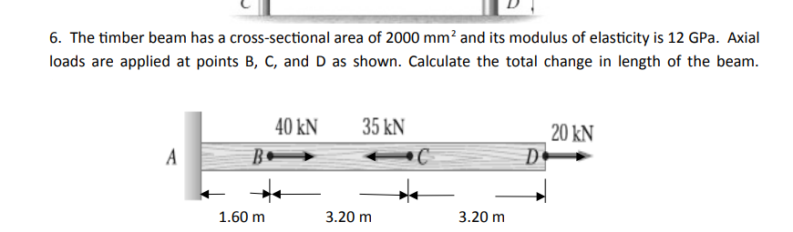 The timber beam has a cross-sectional area of 2000 mm² and its modulus of..