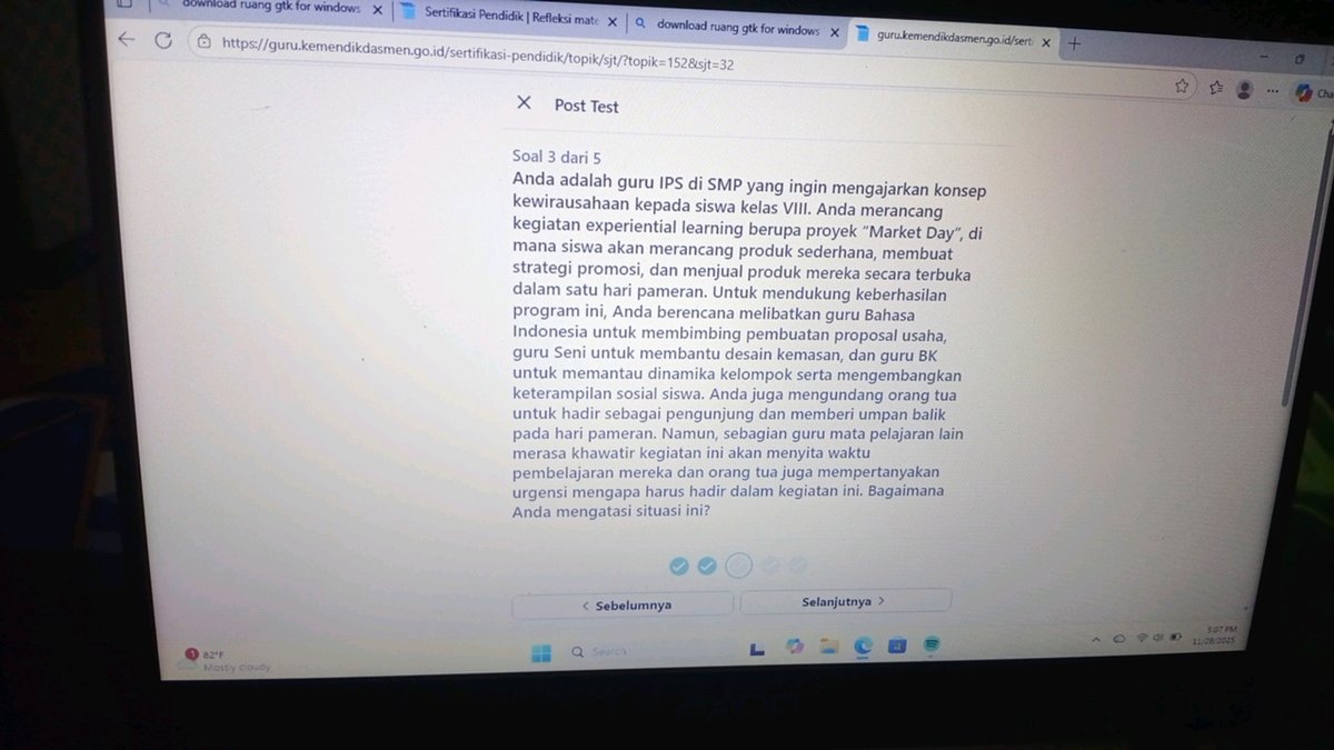 Soal 3 dari 5 Anda adalah guru IPS di SMP yang ingin mengajarkan konsep k..