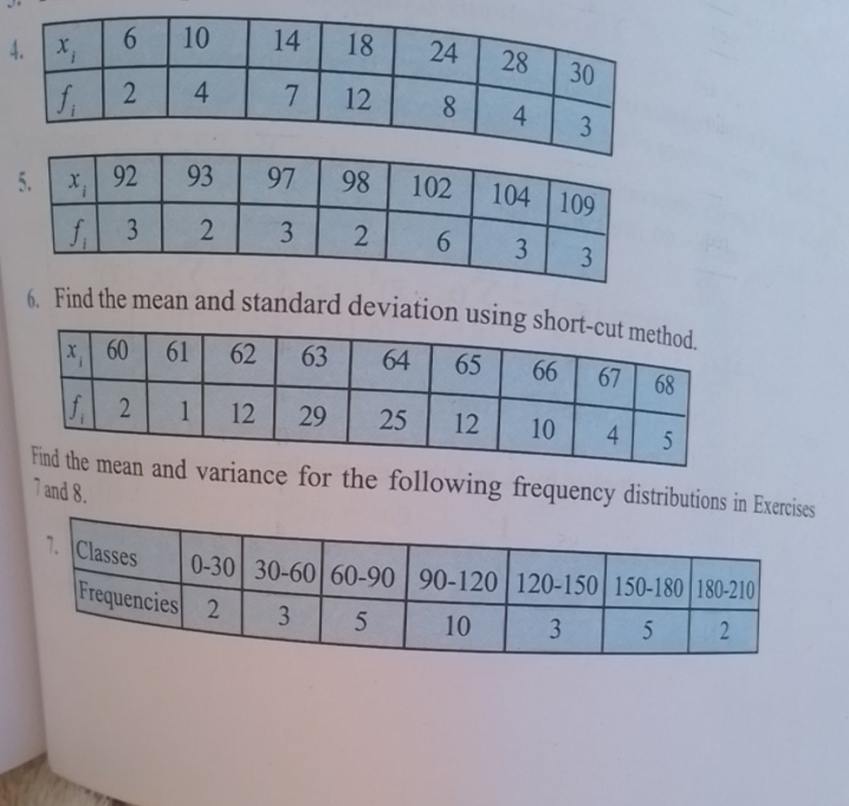 Find the mean and standard deviation using short-cut method. | x_i | 60