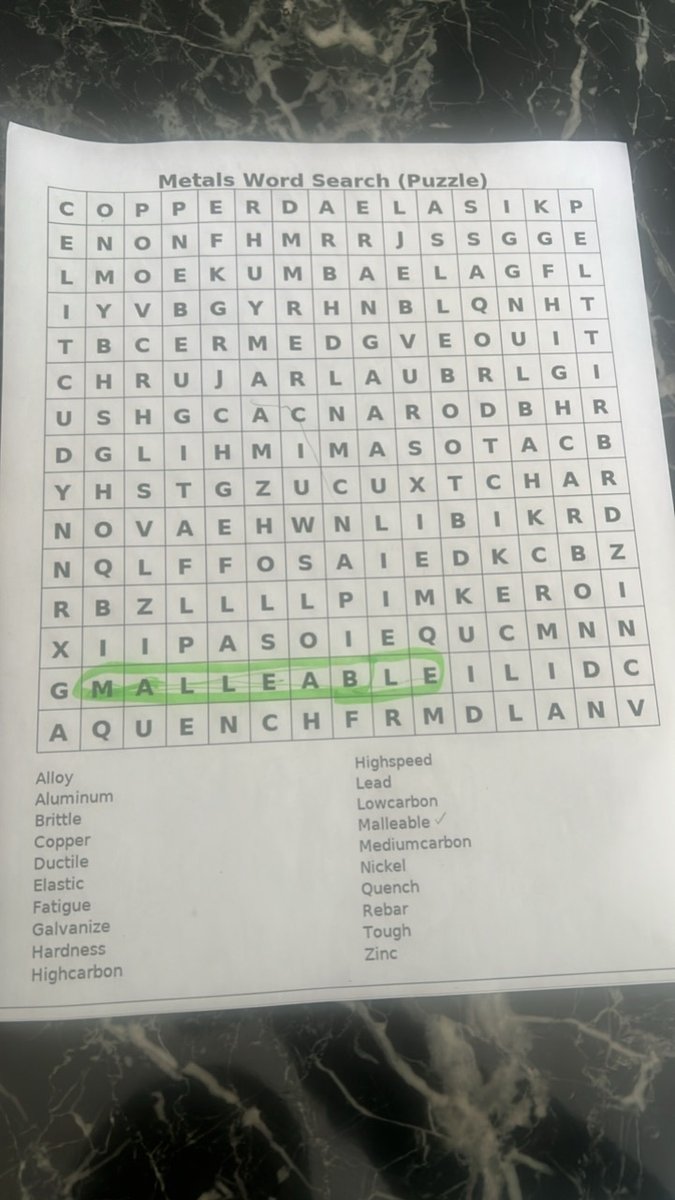 Here's a word search puzzle titled "Metals Word Search (Puzzle)". The puz..