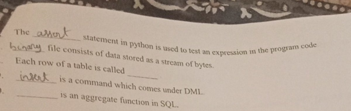 Fill in the blanks: The assert statement in python is used to test an ex..