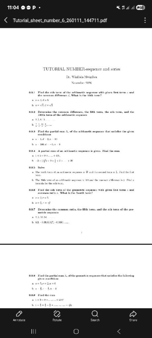 TUTORIAL NUMBER-sequence and series 0.0.1 Find the nth term of the arith..