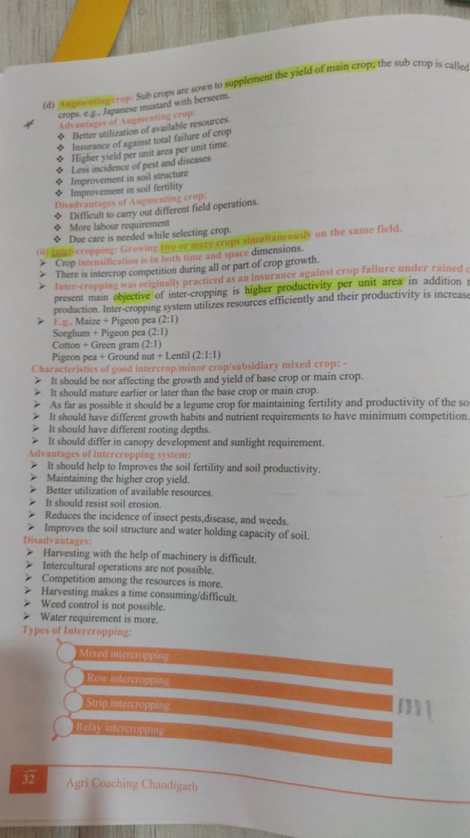 The provided text discusses different types of cropping systems, specific..