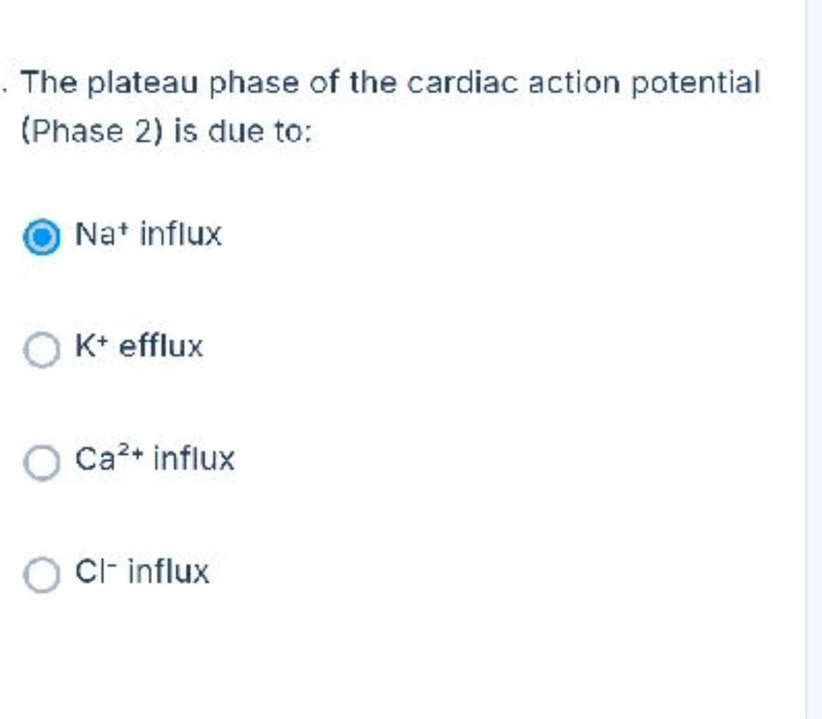 The plateau phase of the cardiac action potential (Phase 2) is due to: N..