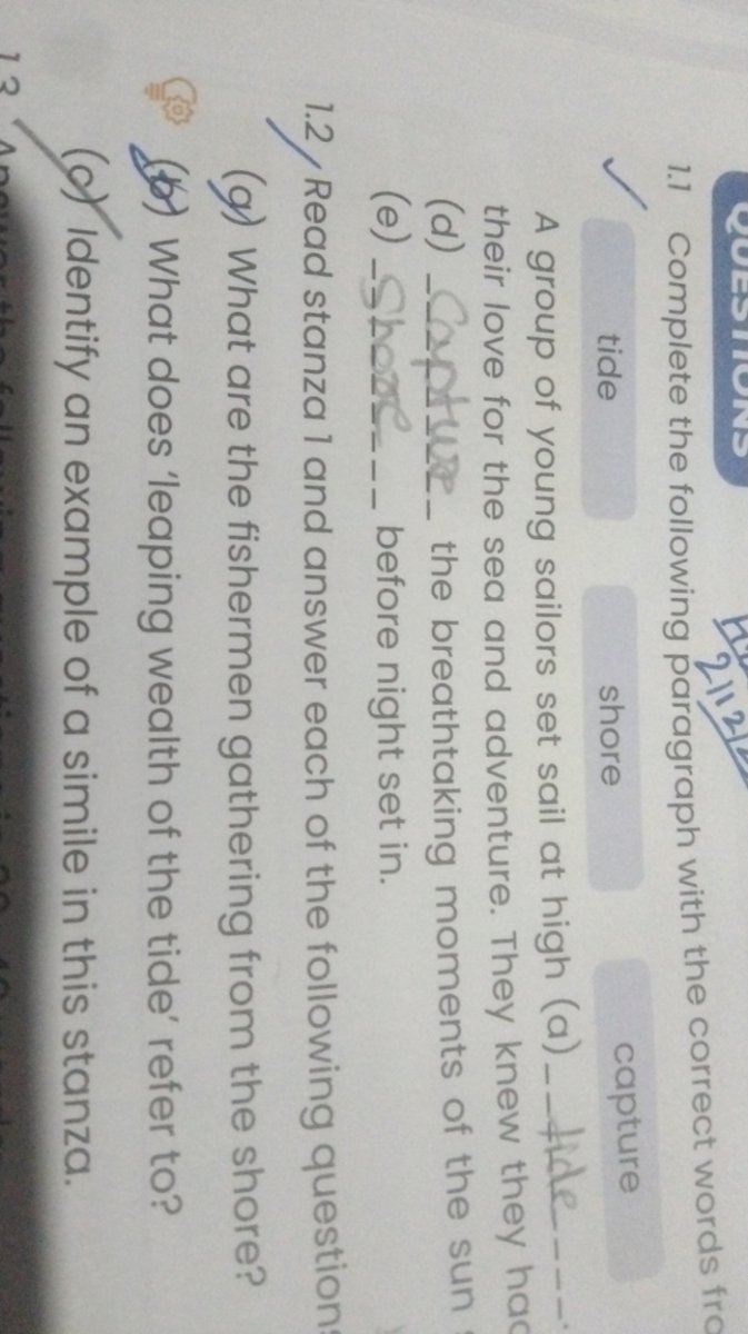 1.1 Complete the following paragraph with the correct words from the box:..