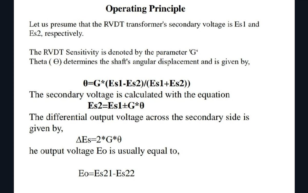 Operating Principle Let us presume that the RVDT transformer's secondary..