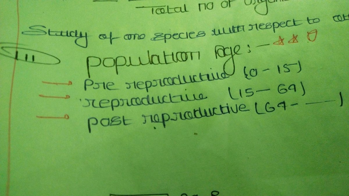 Study of one species with respect to population age: Pre-reproductive (0-..