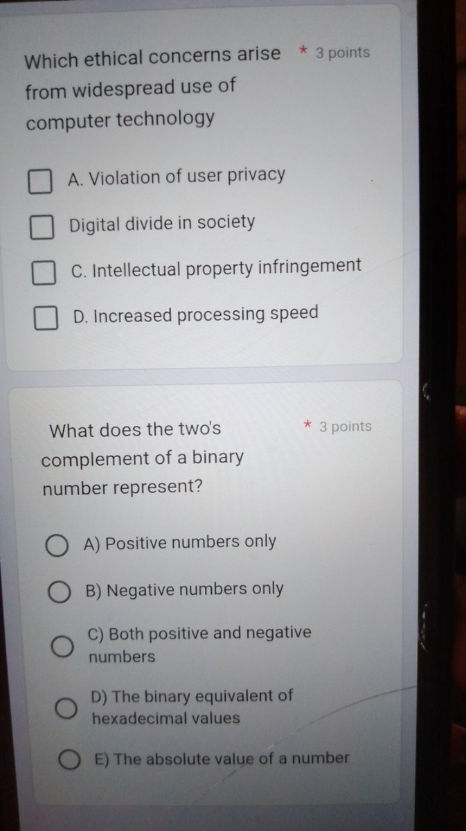 Which ethical concerns arise from widespread use of computer technology?