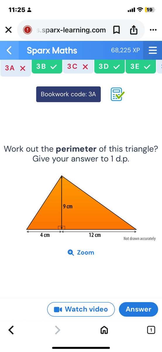 Work out the perimeter of this triangle? Give your answer to 1 d.p. [Dia..