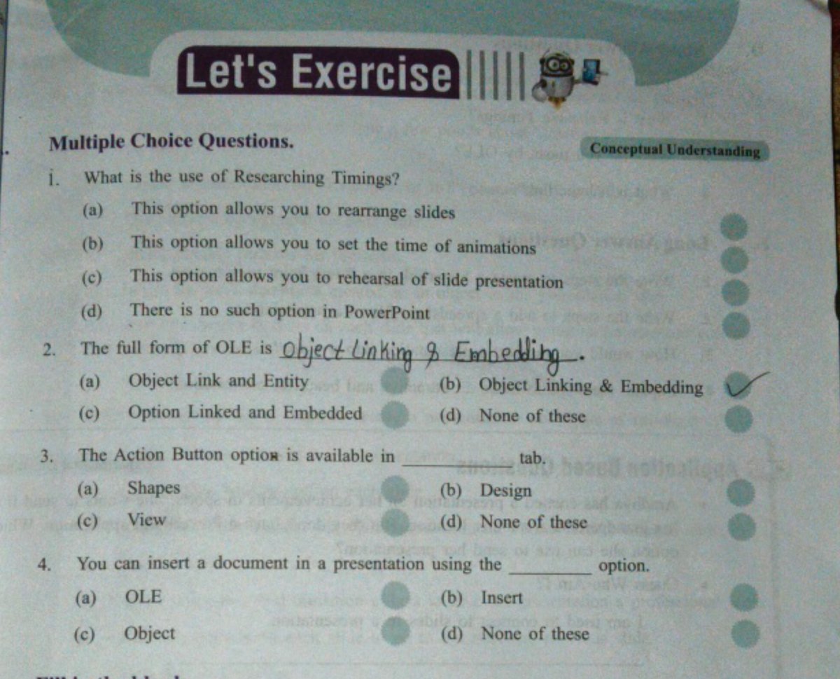 Multiple Choice Questions. What is the use of Researching Timings? (a..