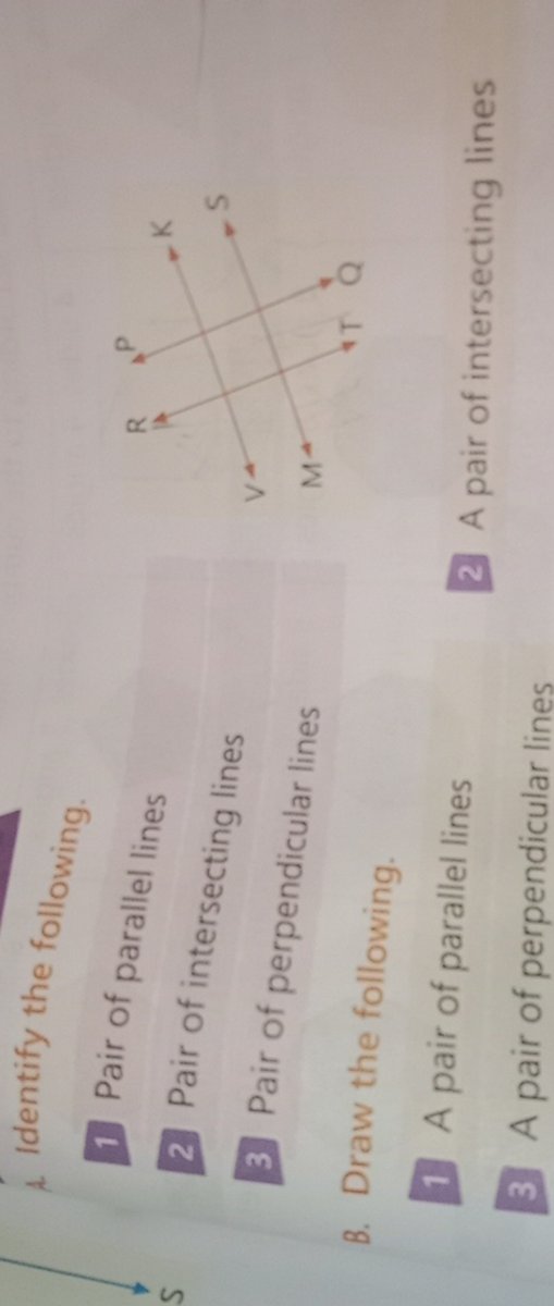 A. Identify the following. Pair of parallel lines Pair of intersecting li..