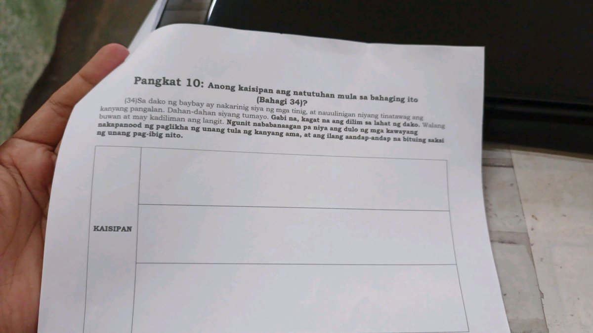 Pangkat 10: Anong kaisipan ang natutuhan mula sa bahaging ito (Bahagi 34)..