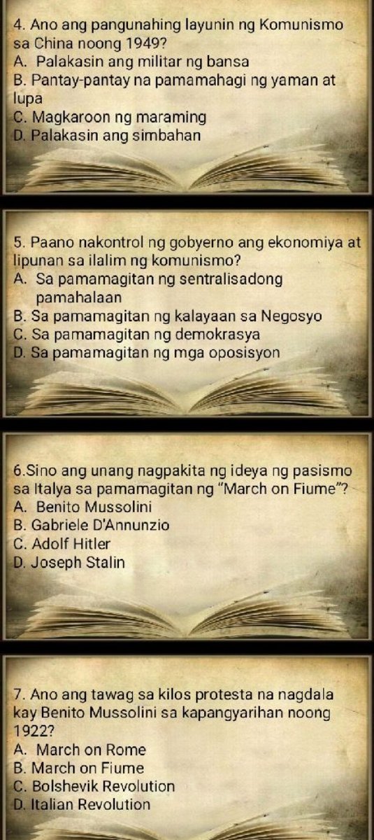 Ano ang pangunahing layunin ng Komunismo sa China noong 1949? A. Palakasi..