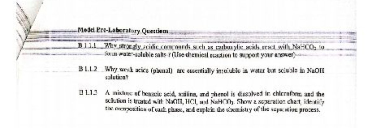 Model Pre-Laboratory Questions B1.1.1 Why do strongly acidic compounds s..