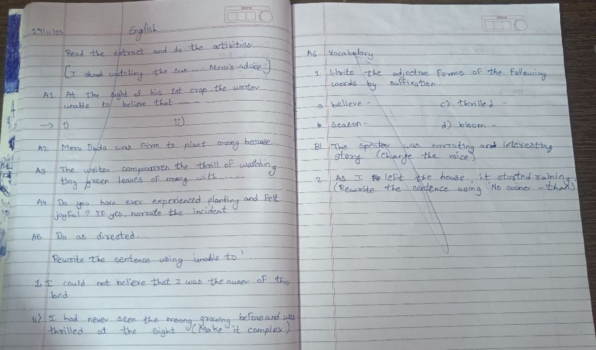 Read the extract and do the activities. [I stood watching the sun... Mor..