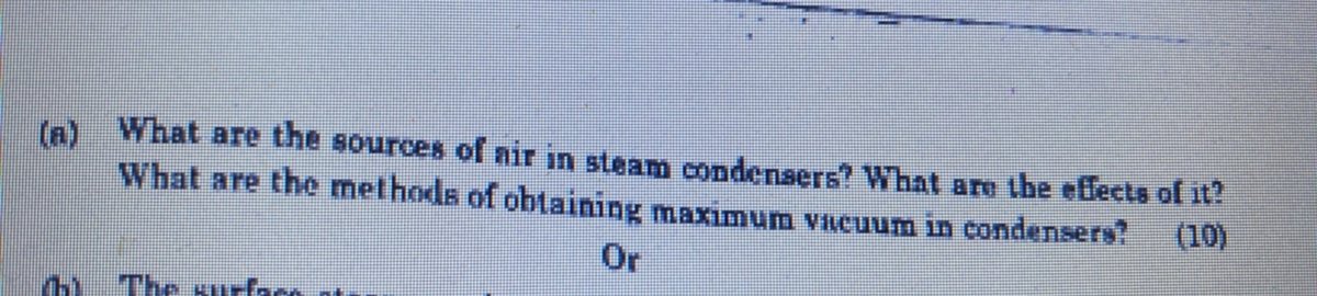 (a) What are the sources of air in steam condensers? What are the effects..