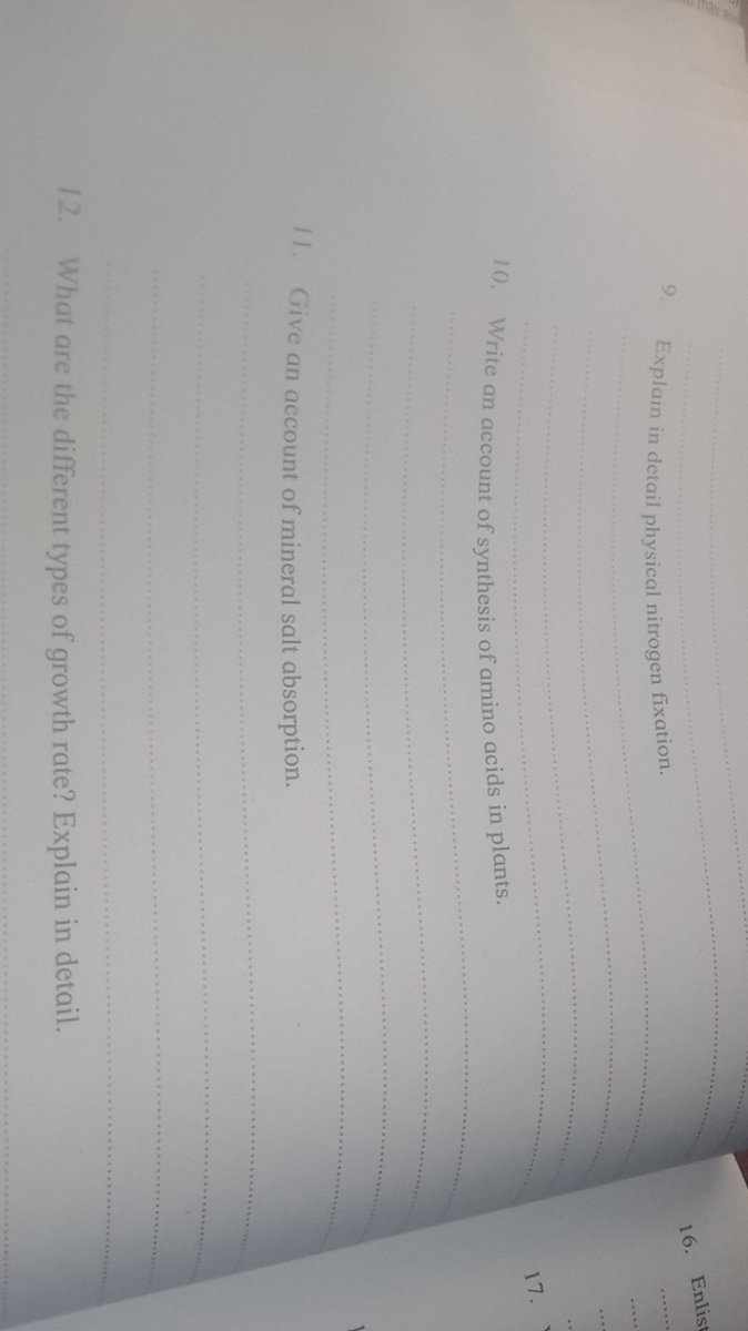 Explain in detail physical nitrogen fixation. Write an account of synthes..
