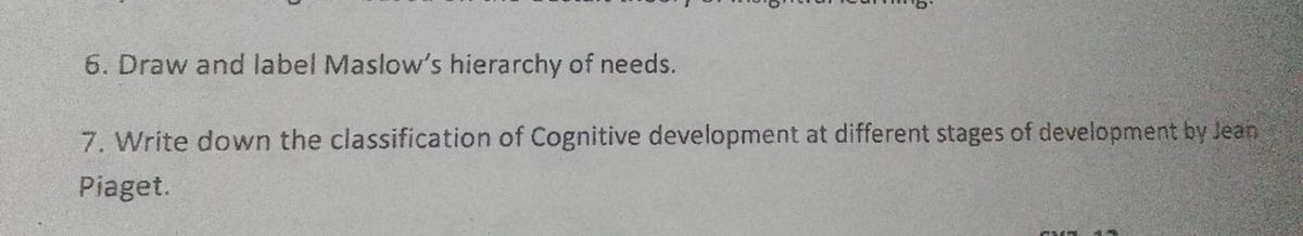 Draw and label Maslow's hierarchy of needs. Write down the classification..
