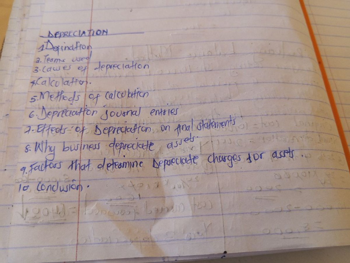 DEPRECIATION Definition Terms used Causes of depreciation Calculation Met..