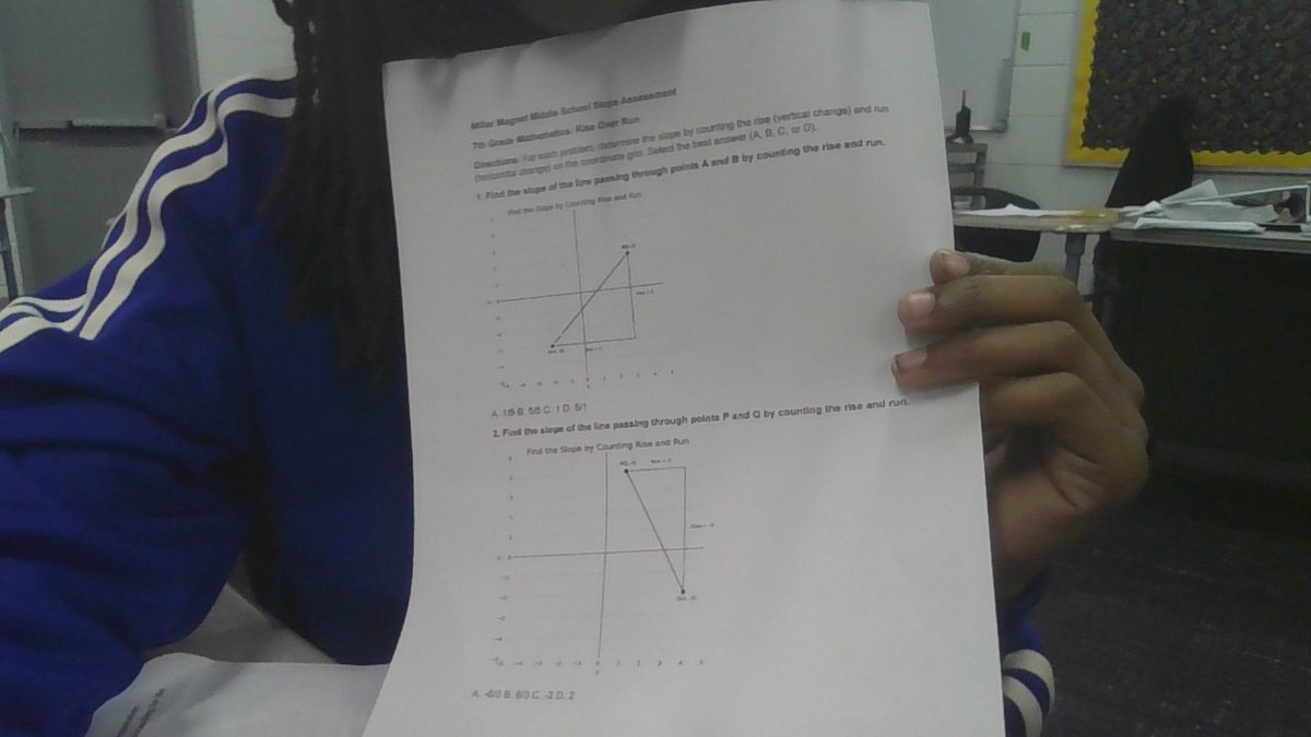 Miller Magnet Middle School Slope Assessment 7th Grade Mathematics: Rise