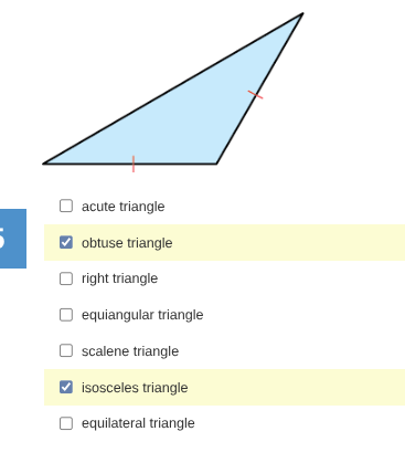 Identify the type of triangle shown in the image. Select all that apply: