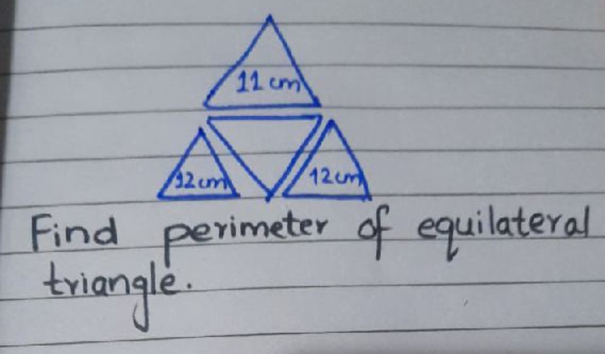 Find the perimeter of the equilateral triangle shown in the diagram. The
