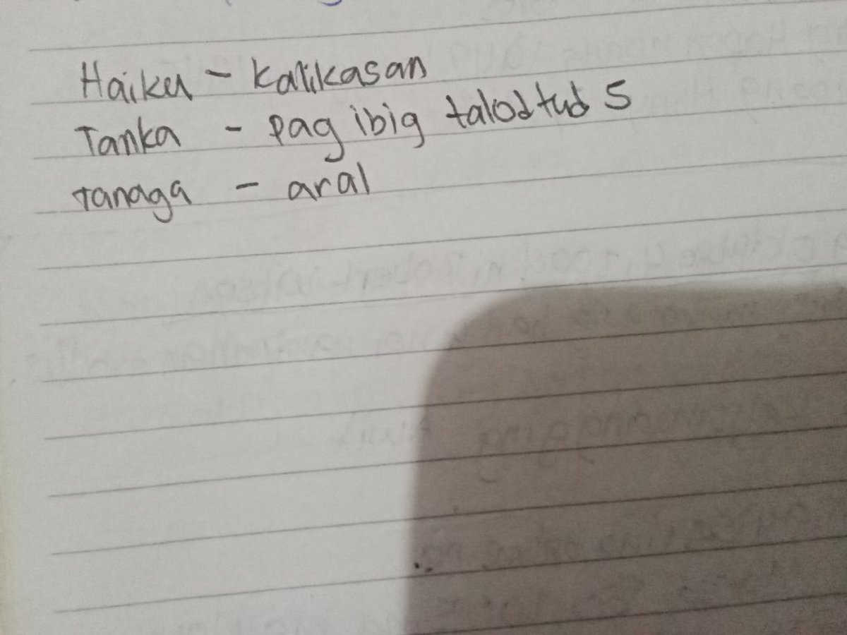 Haiku - kalikasan Tanka - pag ibig taludtod 5 Tanaga - aral | Filo