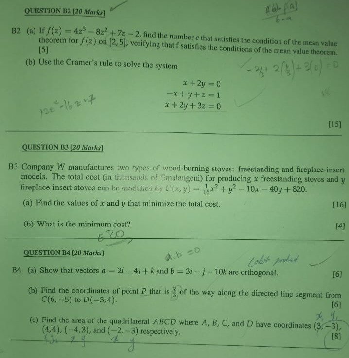 QUESTION B2 20 Marks] B2 (a) If f(z) = 4z³ - 8z² + 7z - 2, find the numbe..