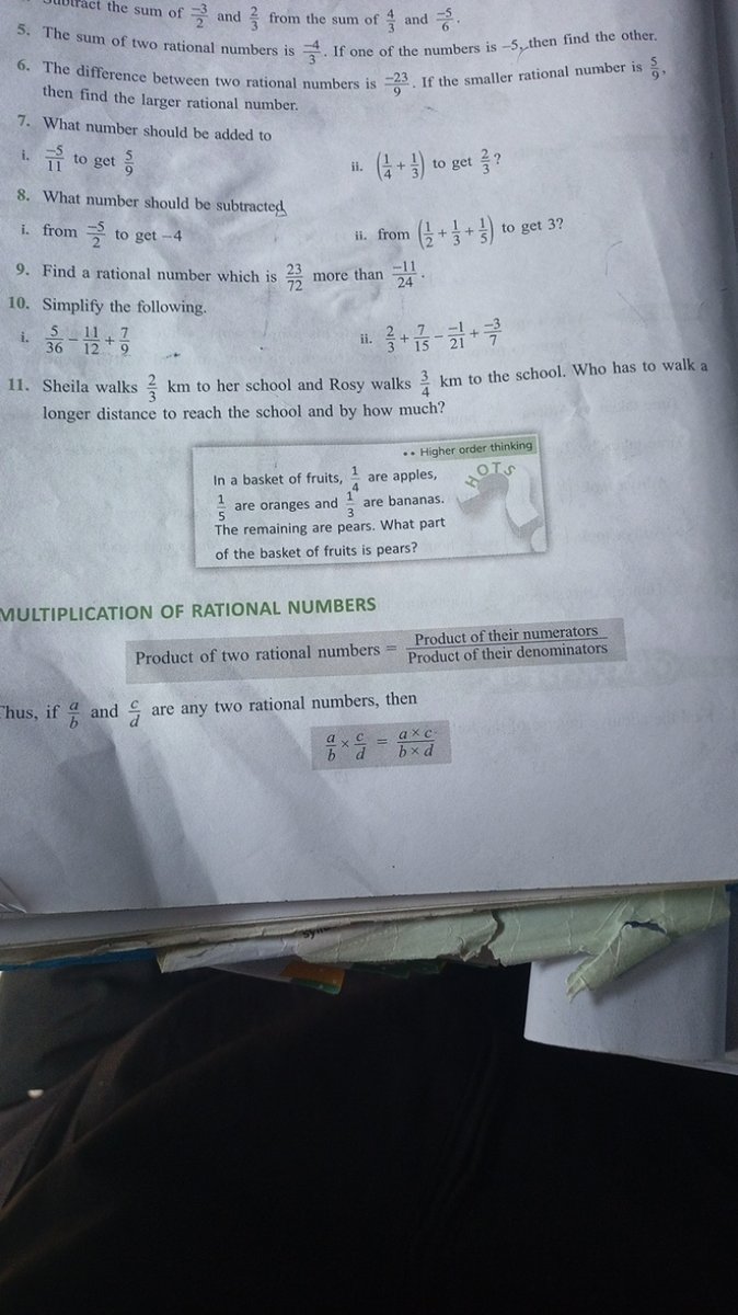 The sum of two rational numbers is -4/3. If one of the numbers is -5, the..