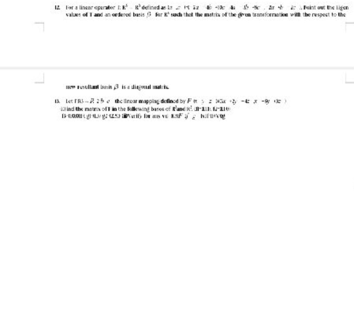 For a linear operator T: R^3 \to R^3 defined as T(x, y, z) = (x - 2y - 2z..