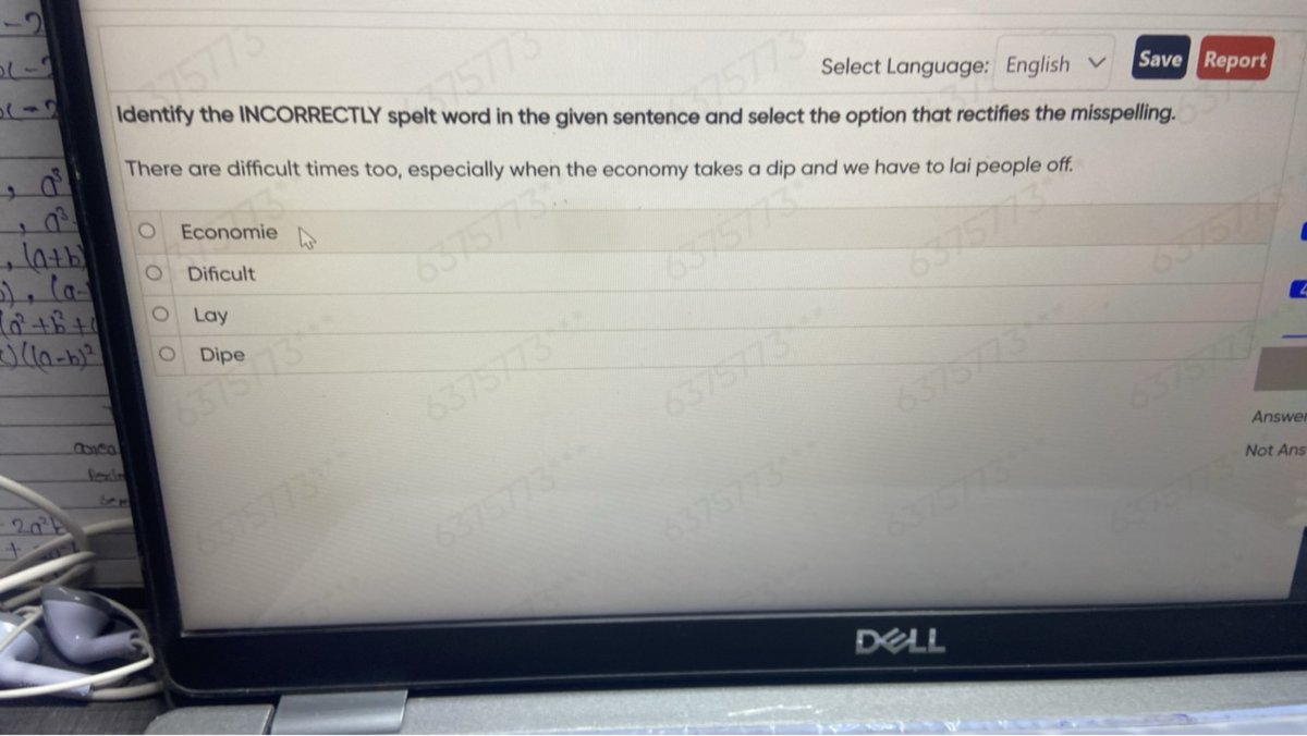 Identify the INCORRECTLY spelt word in the given sentence and select the