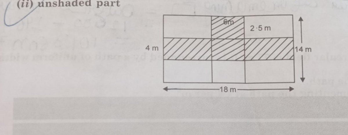 Calculate the area of the unshaded part of the given figure. | Filo