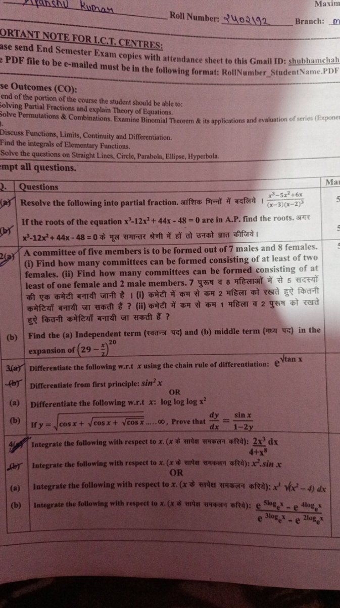 Here are the questions: 1. (a) Resolve the following into partial fracti..