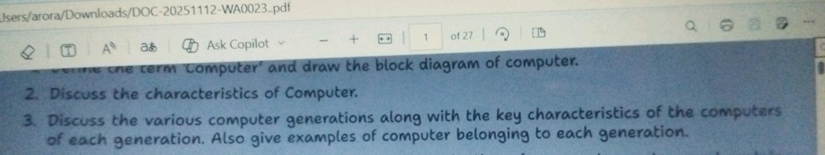 Define the term 'Computer' and draw the block diagram of computer. Discus..