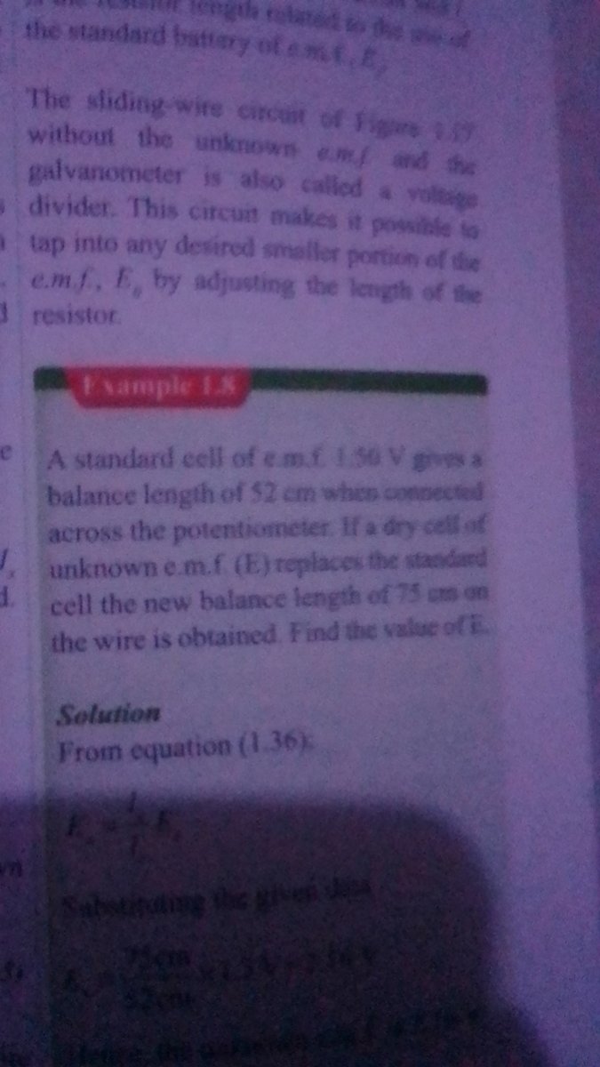 A standard cell of e.m.f. 1.50 V gives a balance length of 52 cm when con..