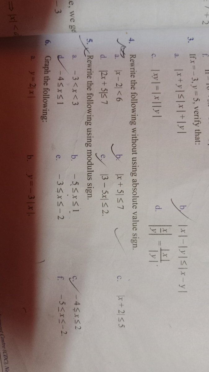 Here are some questions related to absolute values and inequalities: 3.