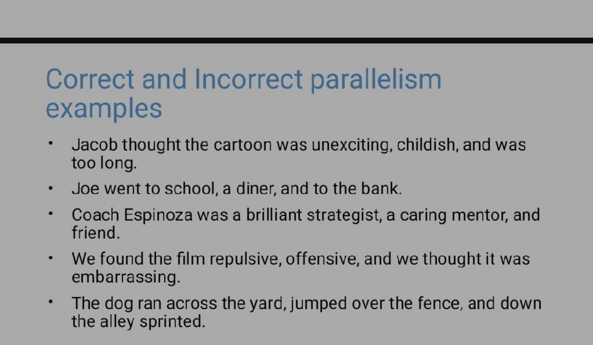 Correct and Incorrect parallelism examples Jacob thought the cartoon was..