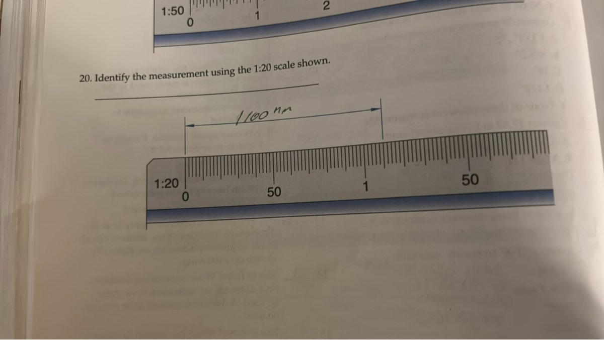 Identify the measurement using the 1:20 scale shown. | Filo