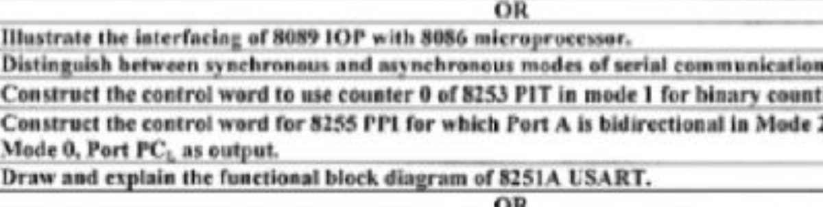 OR Illustrate the interfacing of 8089 IOP with 8086 microprocessor. Dist..
