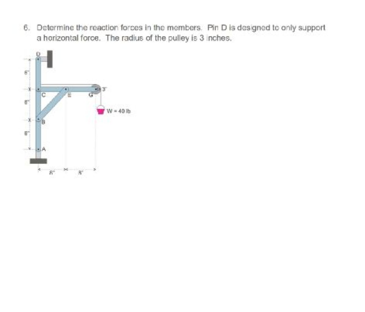 Determine the reaction forces in the members. Pin D is designed to only s..