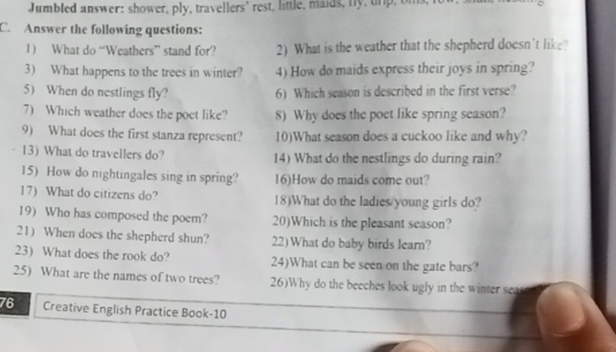 Answer the following questions: 1) What do "Weathers" stand for? 2) What..